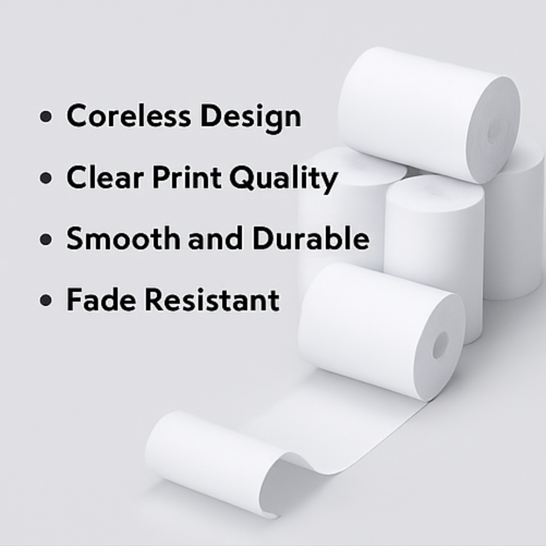(DIY MONKEY) 57×40mm Coreless Thermal Receipt Paper Roll – POS Cash ...