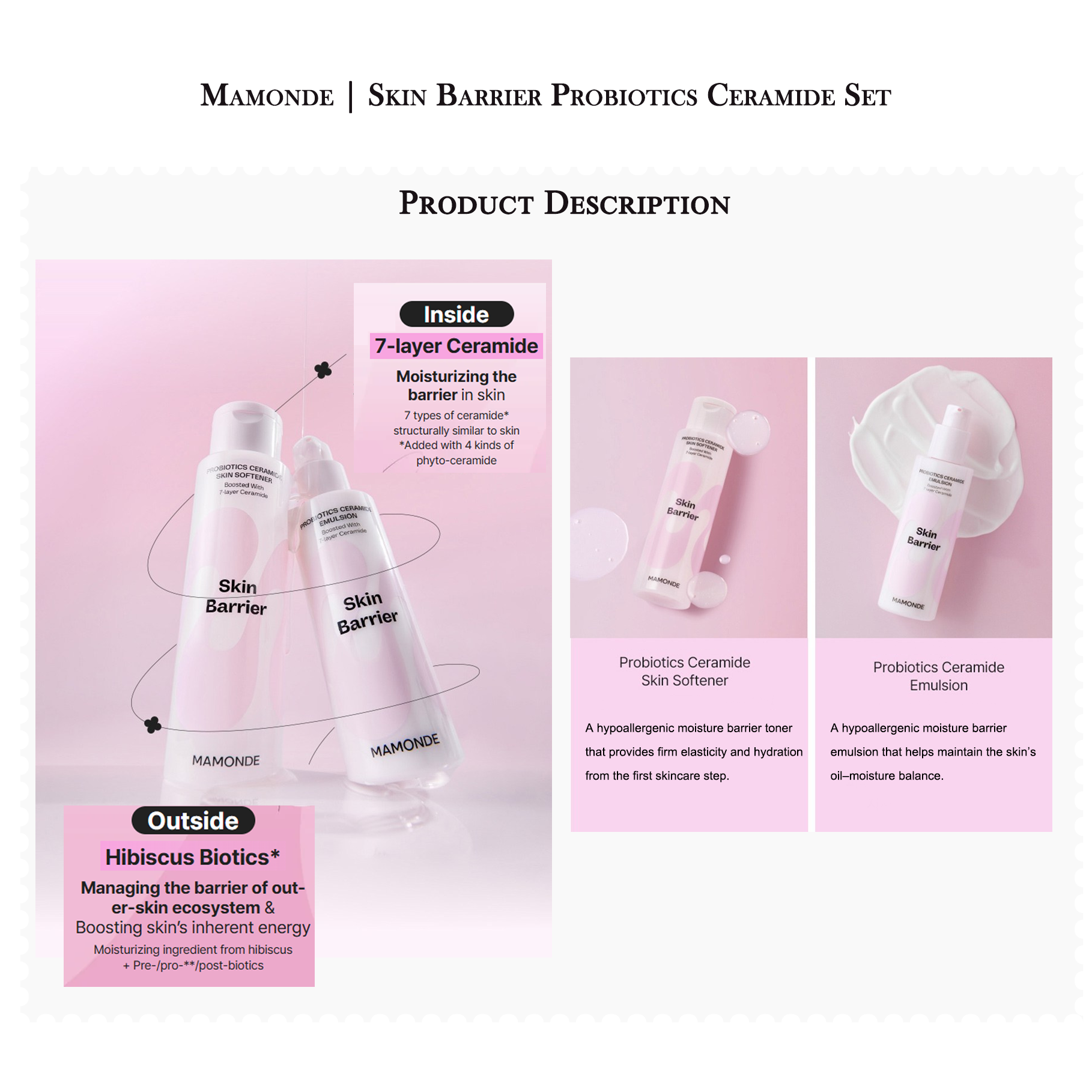 Mamonde | Skin Barrier Probiotics Ceramide Set (Skin Softener 200ml and ...