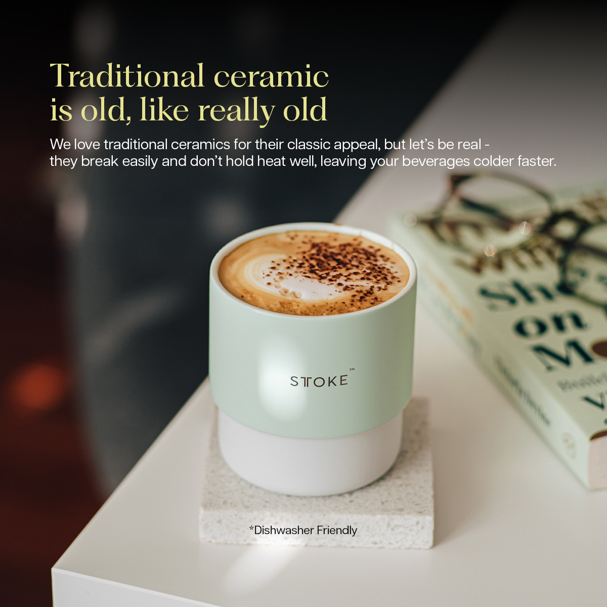 STTOKE Home Swirl Ceramic Insulated Cup | Home Collection | 207ml (7oz ...