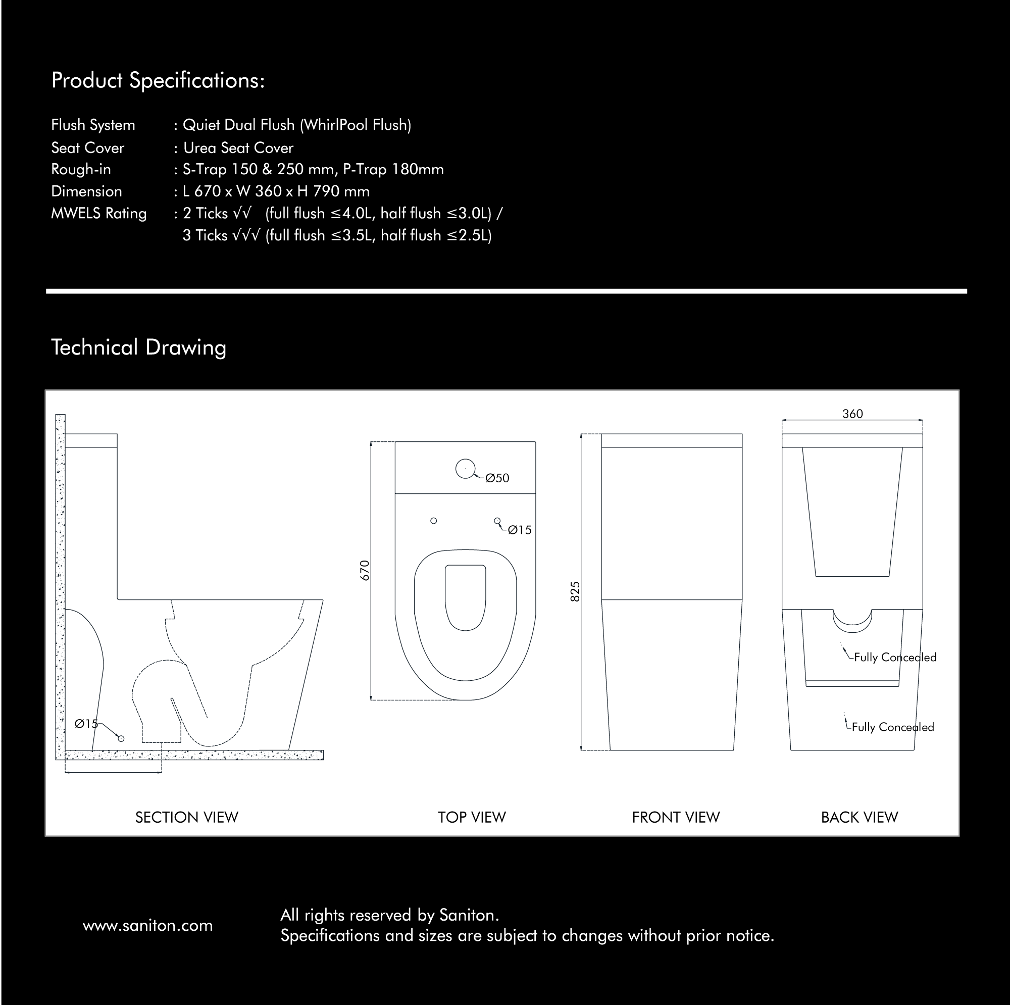 SANITON Roselle ST2457 One-Piece Toilet Bowl with Touchless Sensor (Add ...