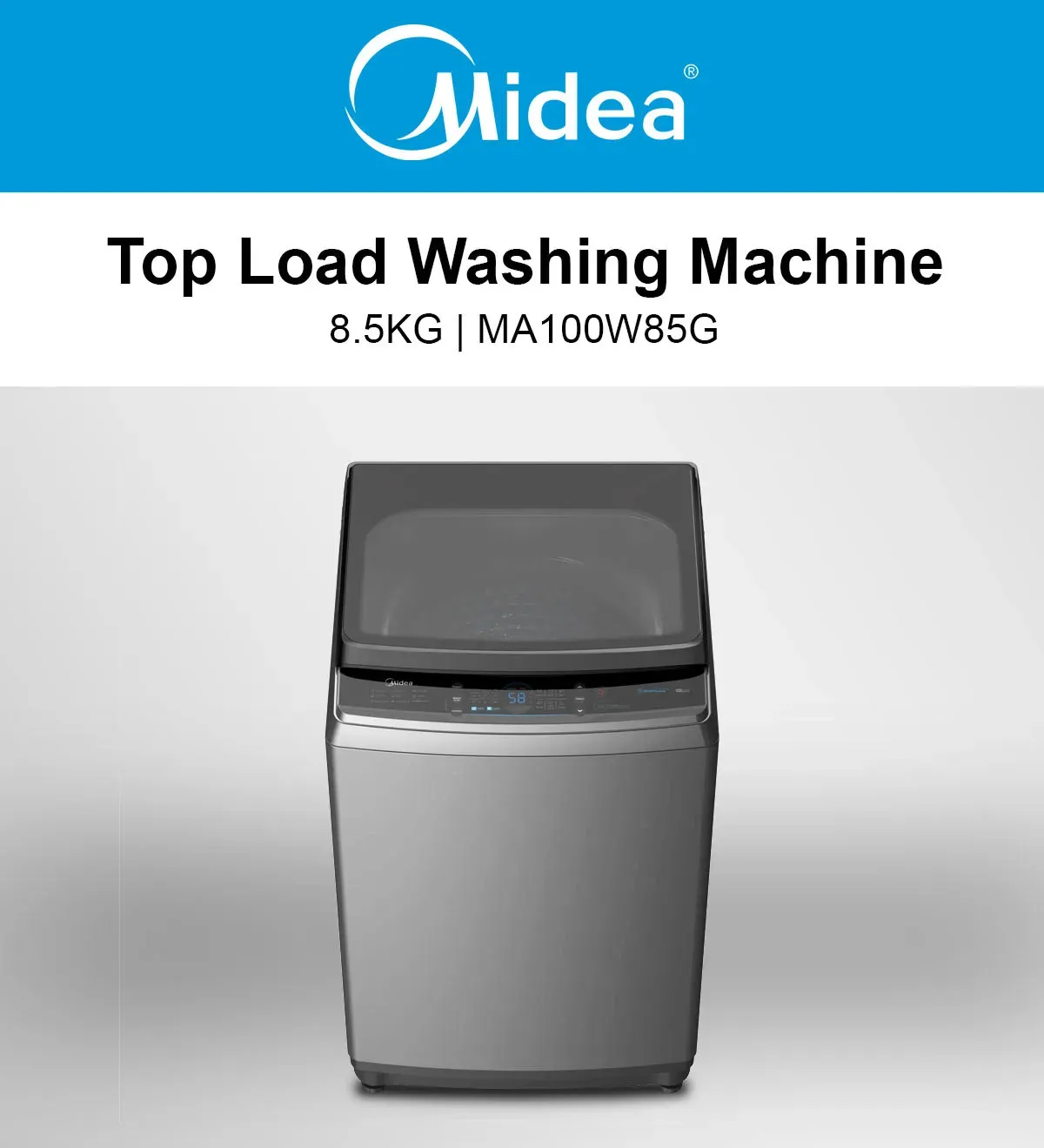 Midea MA100W85G Lunar Dial Series Top Load Washing Machine 8.5kg ...