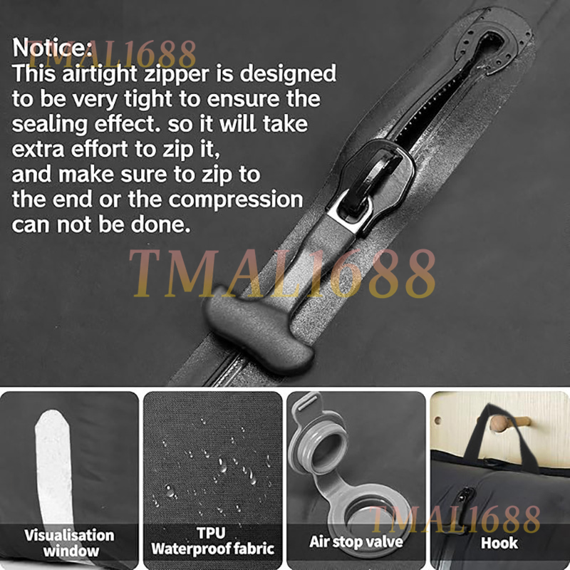 [ SG Ready Stock] Vacuum Bags for Clothing Travel, IP67 Reusable Vacuum ...