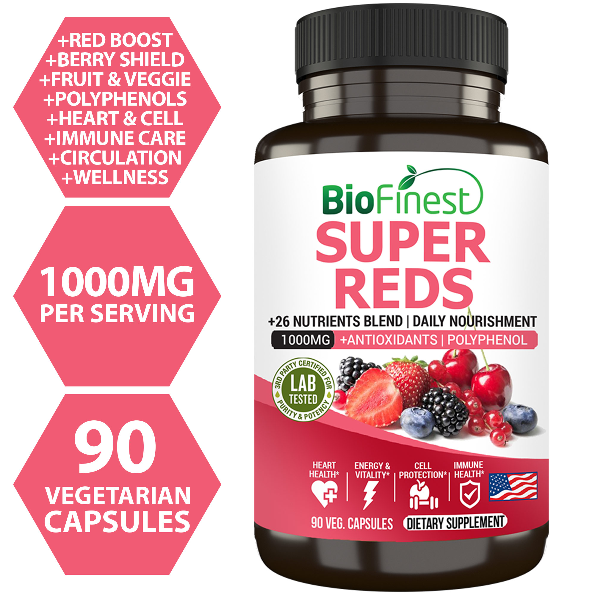 Biofinest Super Reds – 40+ Superfood Nutrients Antioxidant Heart Health ...