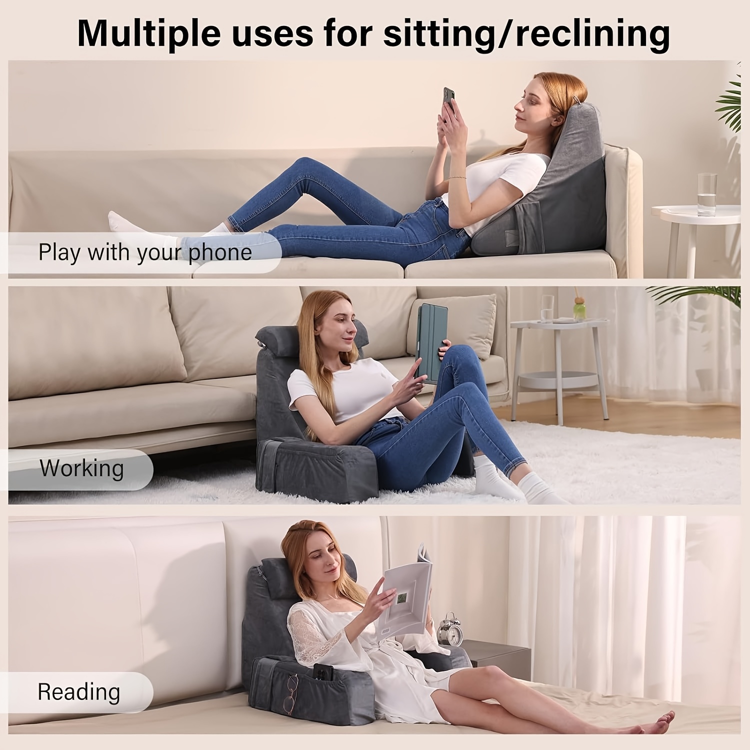 [24h-Ship]Reading Cushion Pillow Backrest Support Reflux Cushion For ...