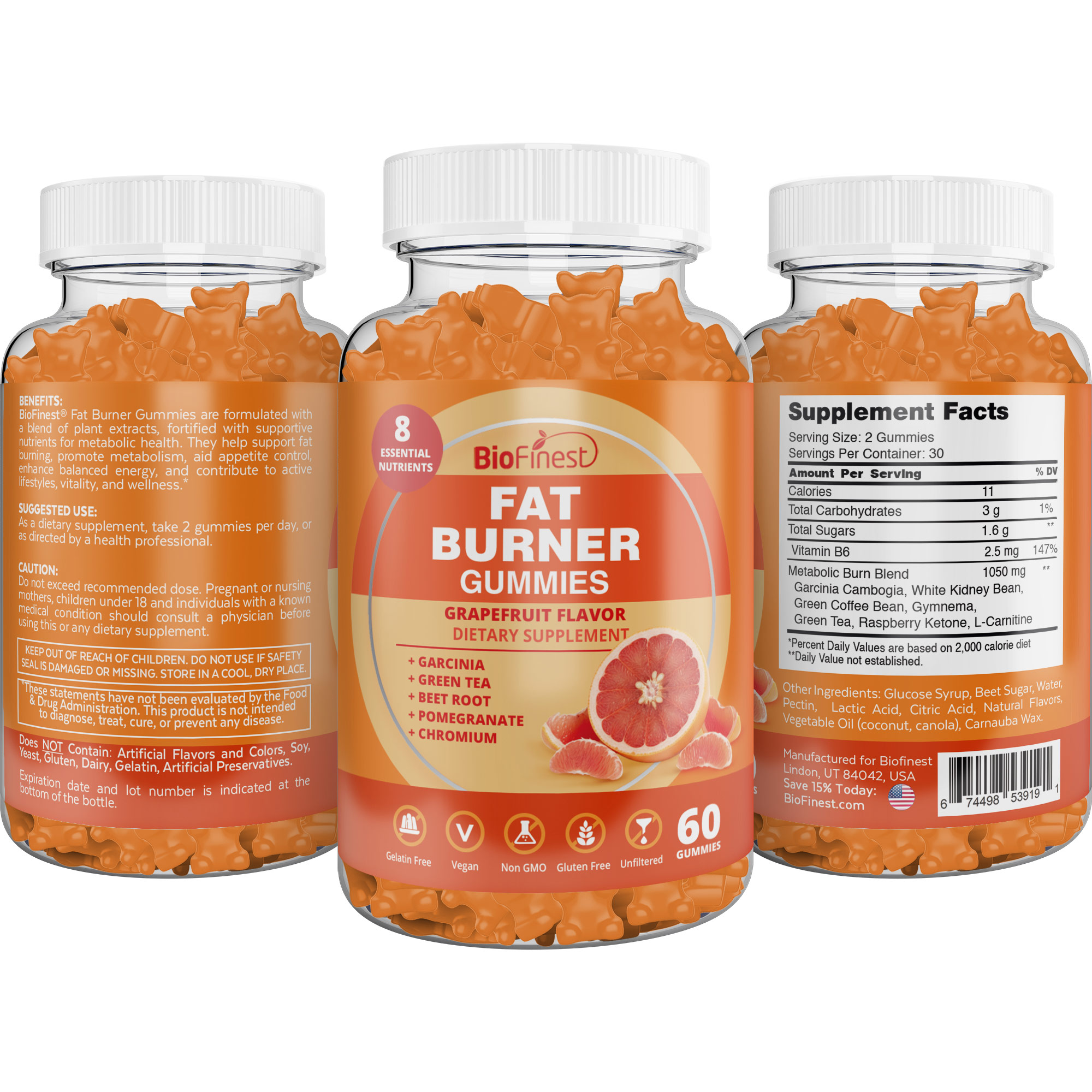 Biofinest Fiber Gummies – Psyllium Inulin Acacia Fiber Prebiotic Gut ...