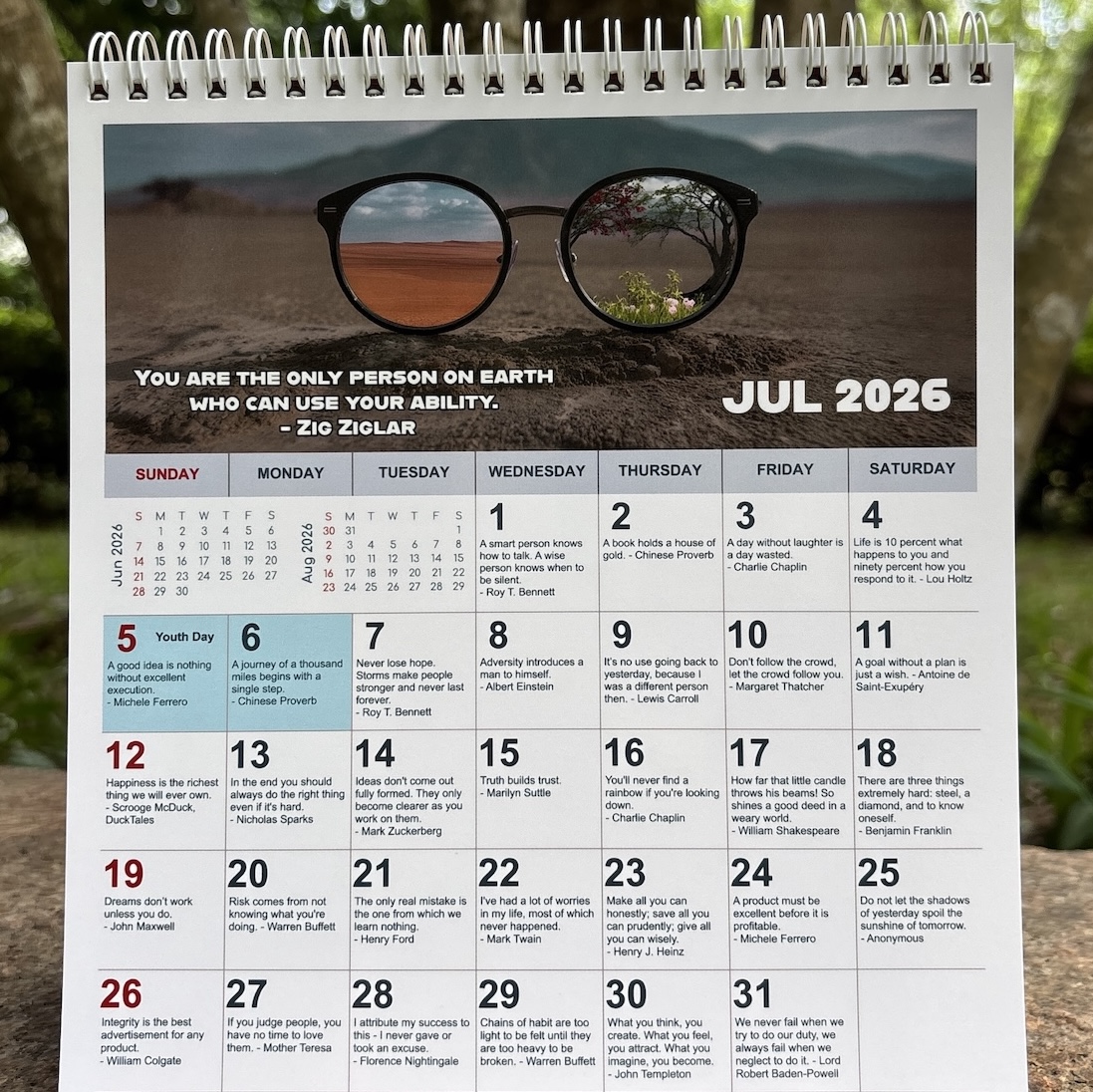 2026 Daily Inspirational Quote NnN Desk Calendar - High-Quality, Spill ...