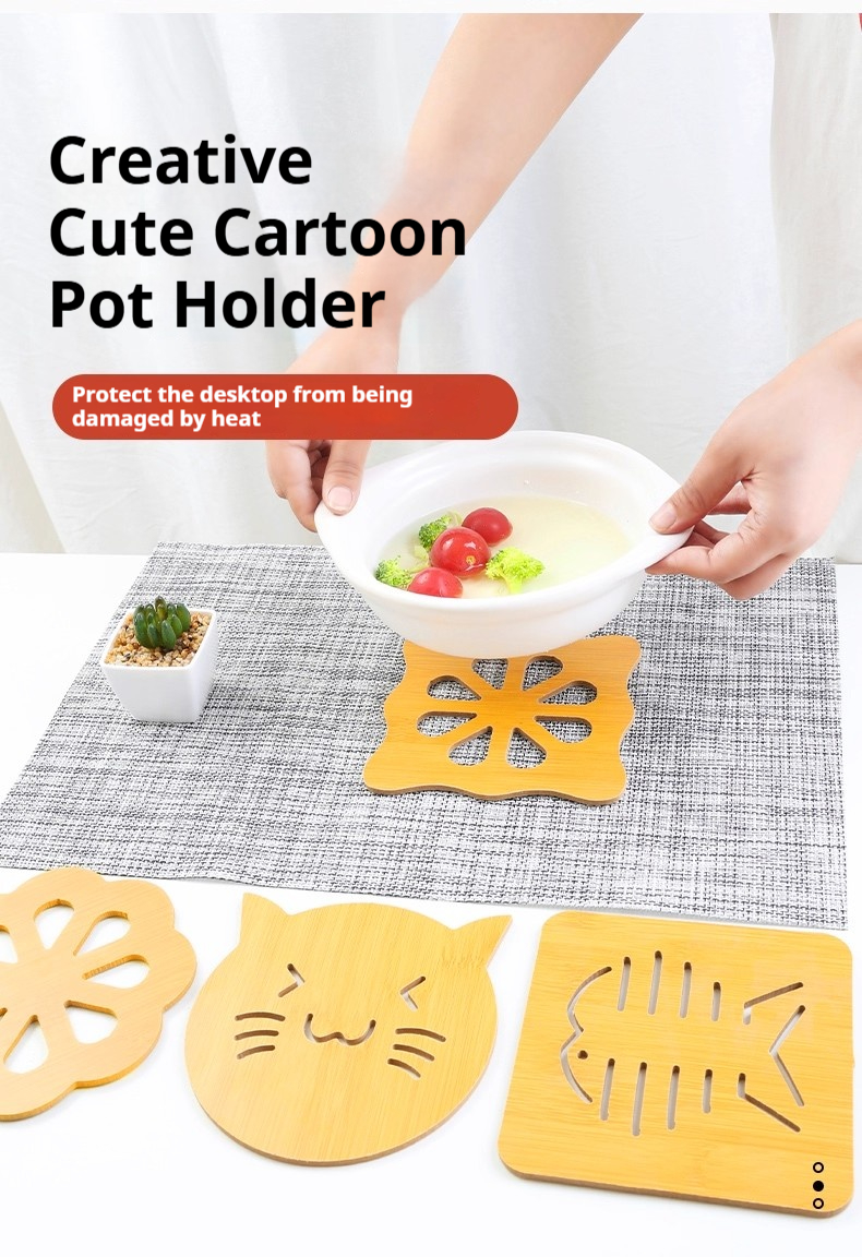 ⚡RADIANT Bamboo heat-insulating placemat, creative table mat, heat ...