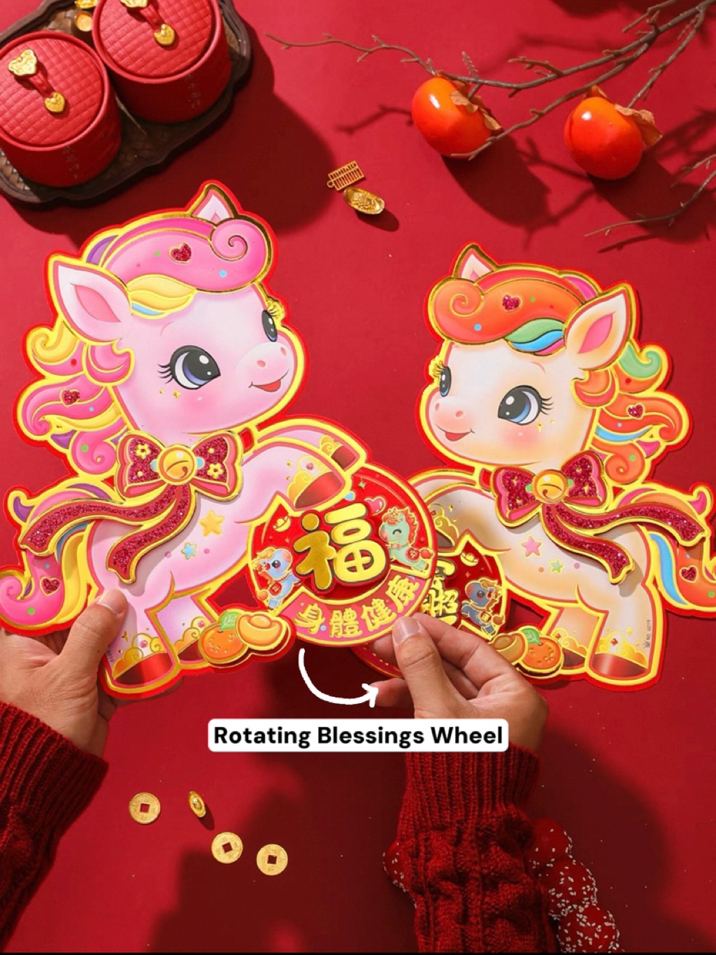 🌟SG Instock🌟 2026 Year Horse Furry Design Chinese New Year Decorations ...