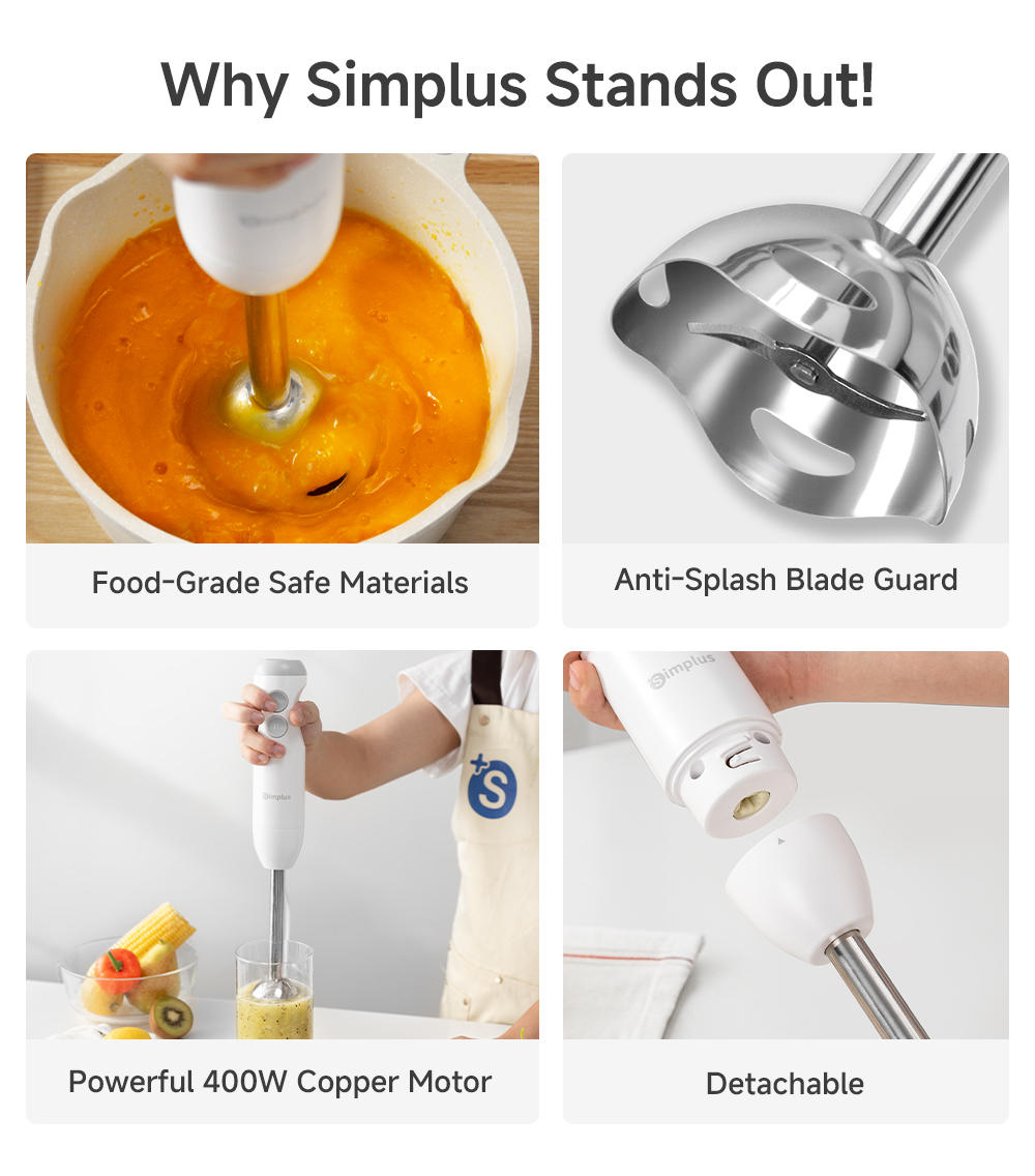 Simplus Handheld Immersion Blender 4-In-1 JBBA003 | Shopee Singapore