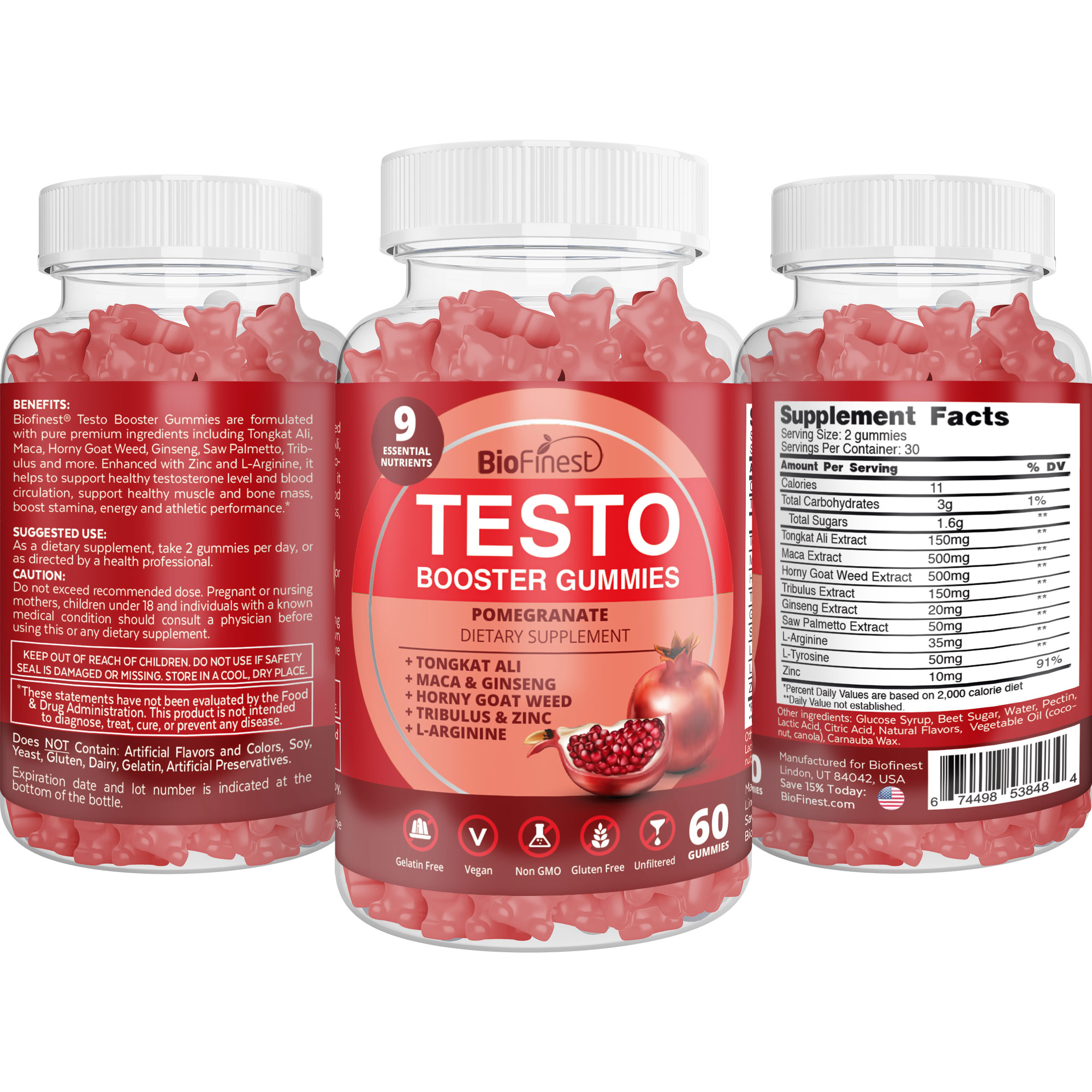 Biofinest Testo Booster Gummy Supplement Tongkat Ali Maca Horny Goat ...