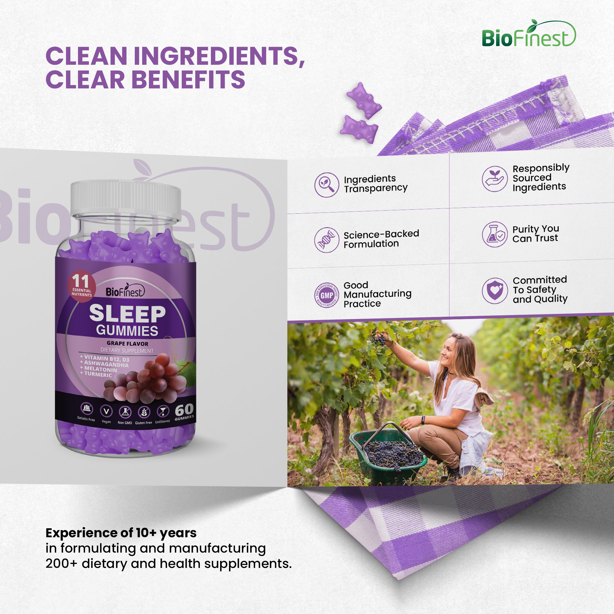 Biofinest Sleep Gummy Supplement - Melatonin Ashwagandha Turmeric ...