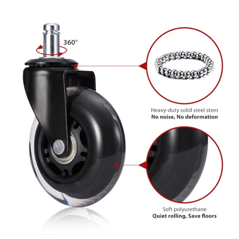 [SG In Stock] Office Chair Caster Wheels 3 Inch Universal Mute Whee ...