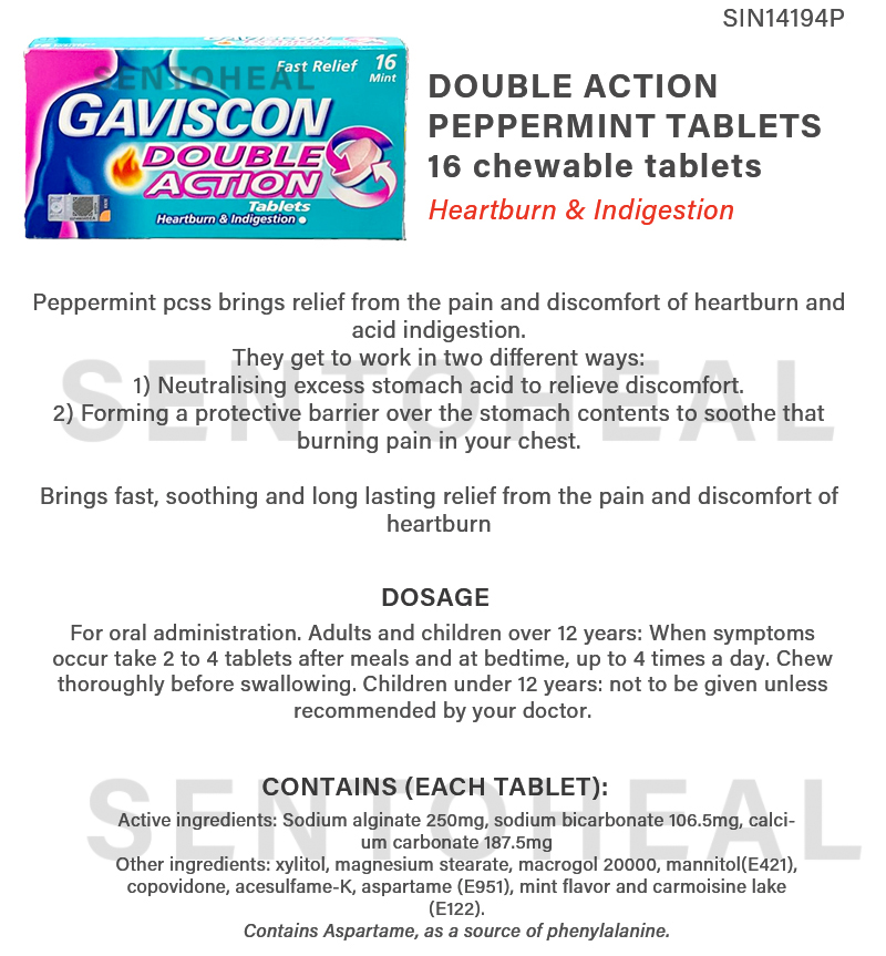 Gaviscon Double Action Liquid Sachets/ Chewable tablets - Heartburn ...