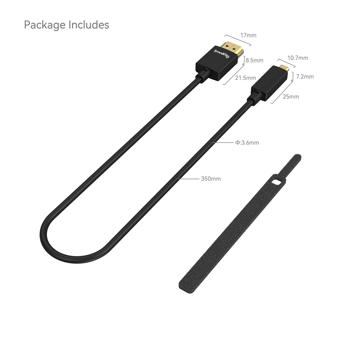 Smallrig Ultra-Slim 4K Micro HDMI to HDMI Data Cable (D to A) - 35cm ...