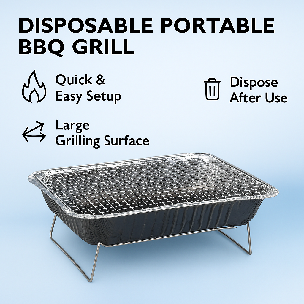(DIYMONKEY) Disposable Portable BBQ Mesh Grill Set Instant Barbecue Set ...