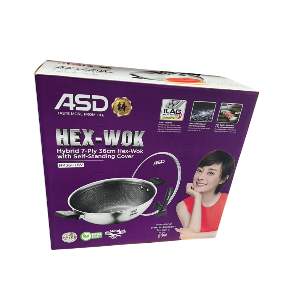 ASD Hybrid 7-PLY 36CM IH Hex-Wok with Self-Standing Cover | Induction ...