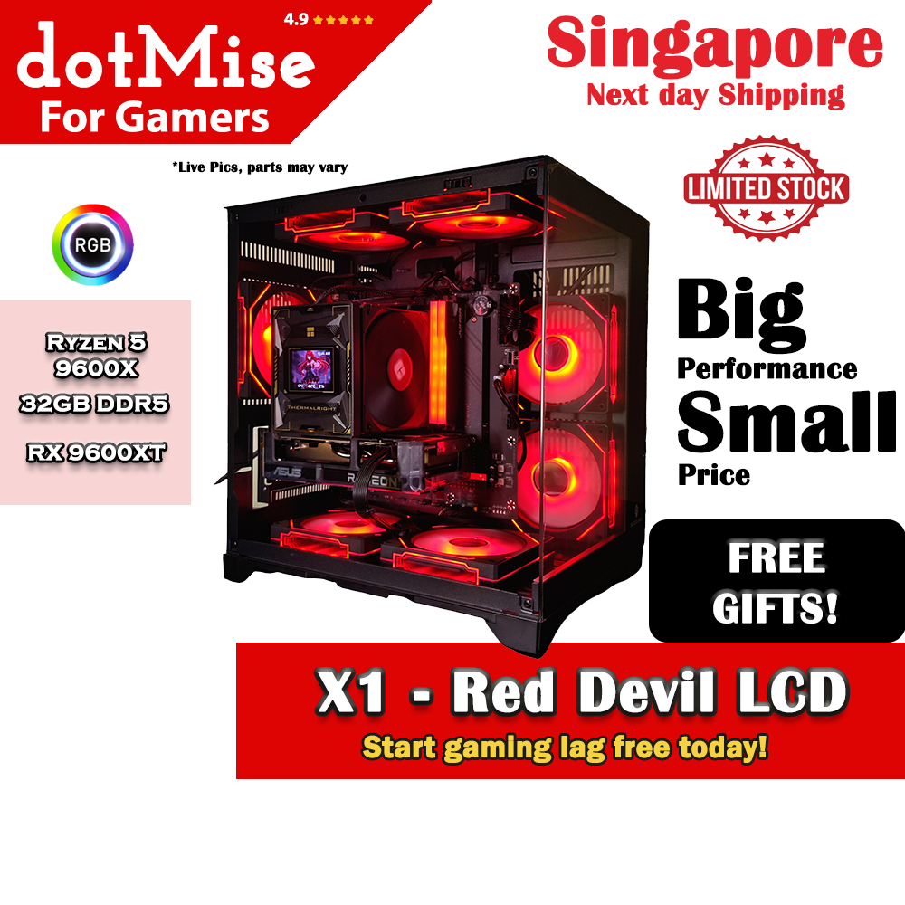 Red Devil LCD Gaming PC | Ryzen 9600X | 32GB DDR5 | ARGB | LCD CPU ...