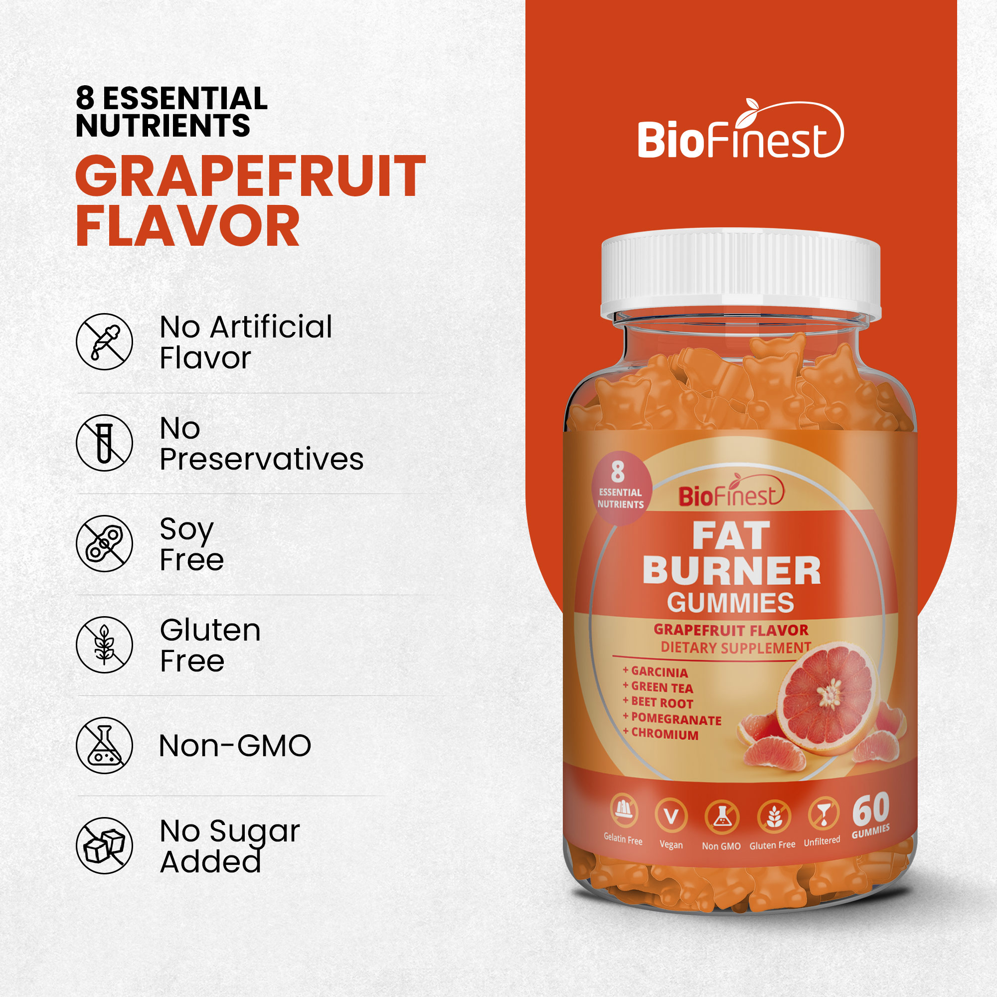 Biofinest Fat Burner Gummies Garcinia Green Tea Weight Loss Slimming