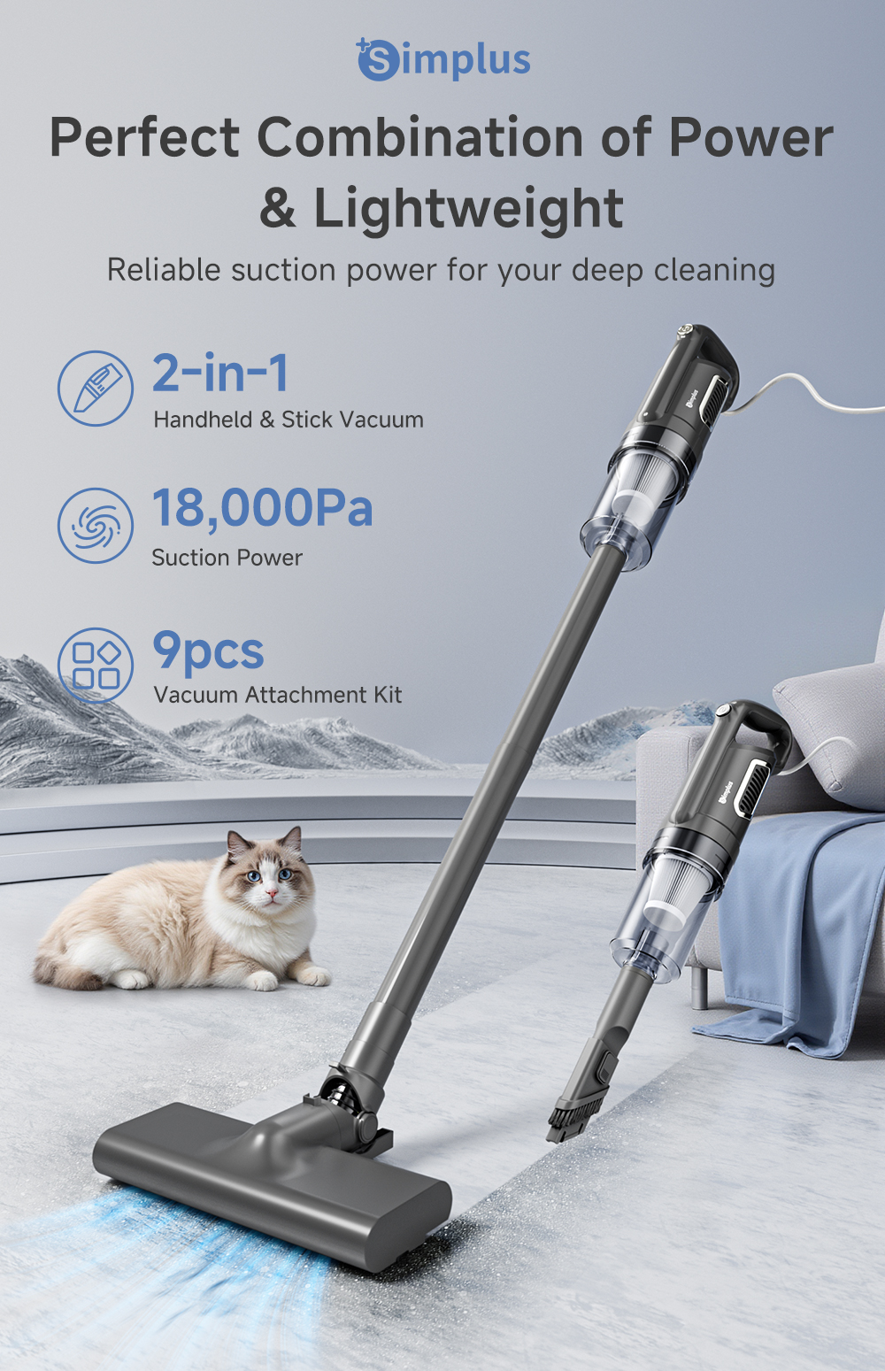 Simplus Vacuum Cleaner | 18,000Pa Suction Power | 11 in 1 ...