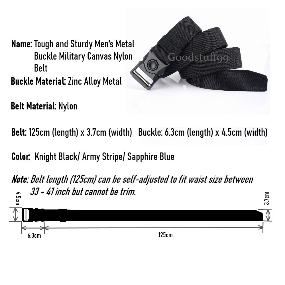 Men Belt Quick Release Tactical Nylon Belt Heavy Duty Metal Buckle Work ...