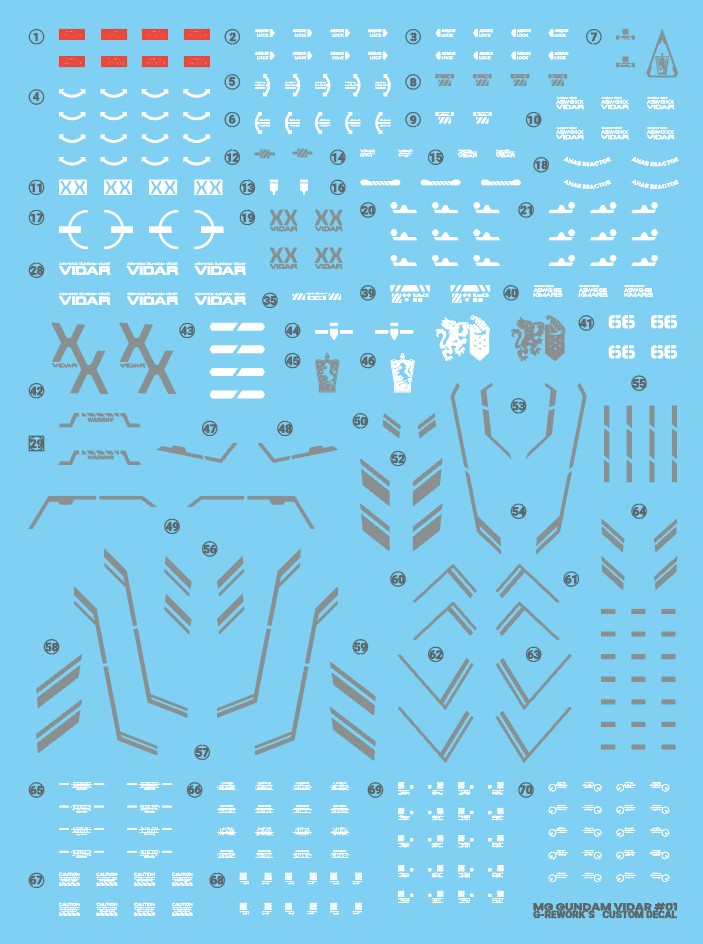 [ G Rework ] MG11 MG 1/100 ASW-G-XX VIDAR GUNDAM WATER SLIDE DECAL ...