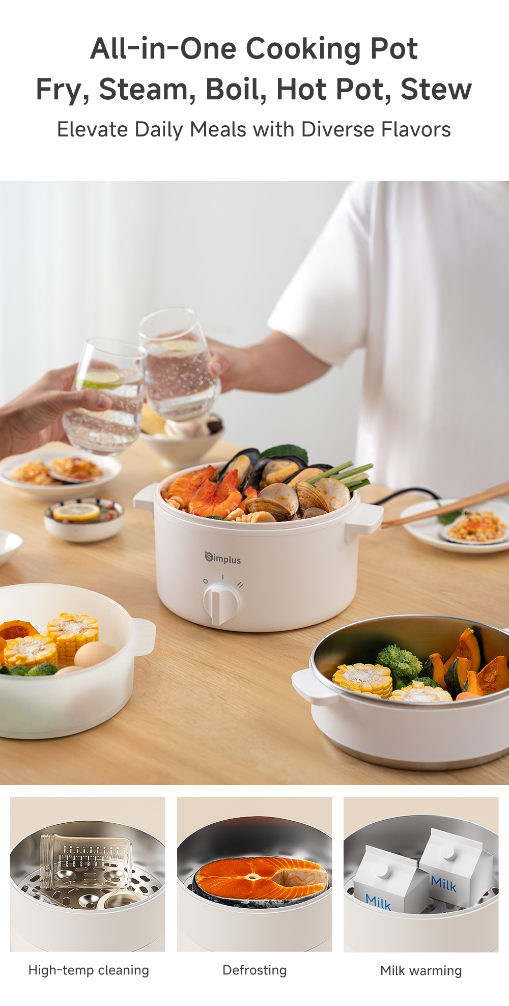Simplus 1.8L Electric Cooker | 600W Power | Titanium Ceramic Coating ...
