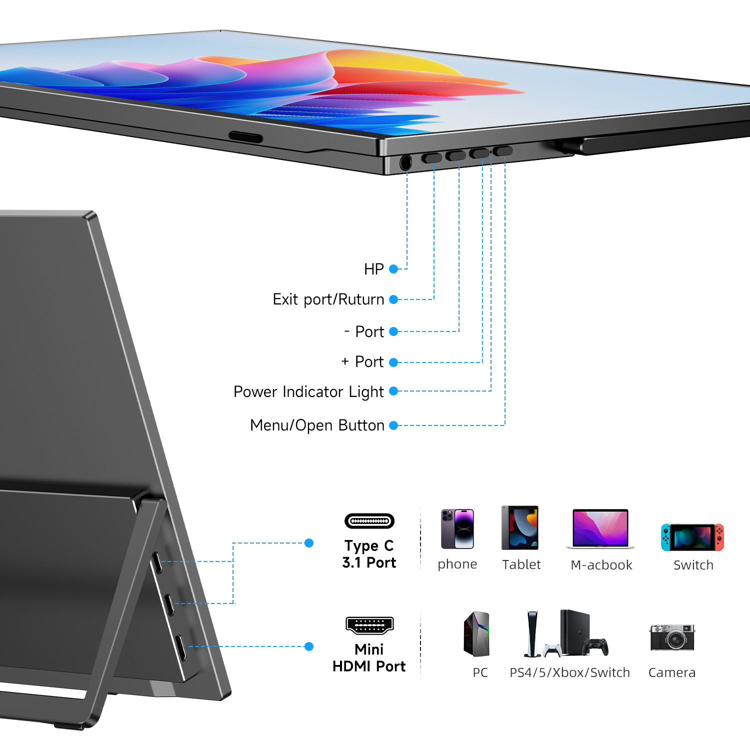 UPERFECT 【NEW】Touch Screen Portable Monitor with Built-in 8000mAh ...