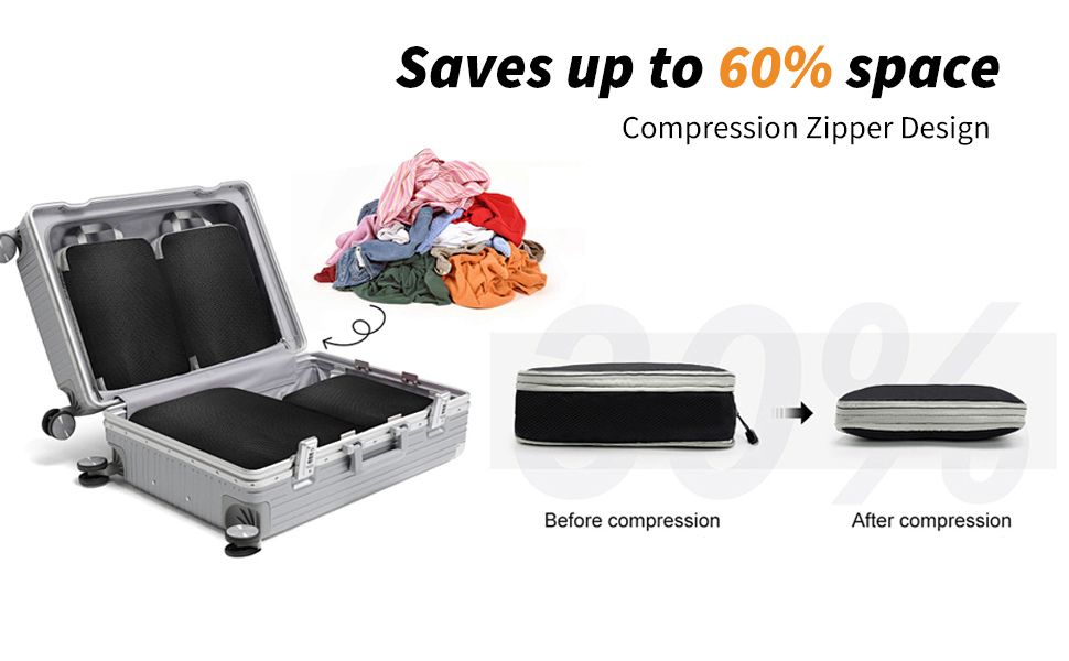 [SG]Compression packing cube 5 Pcs Set, luggage organiser,Travel ...