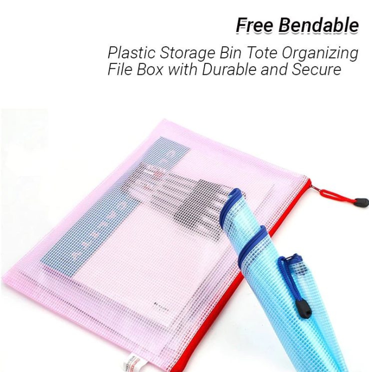 PVC Mesh Zip Bag w/ Card Slot A3 B4 A4 A5 A5.5 A6 B8 Document Pouch ...