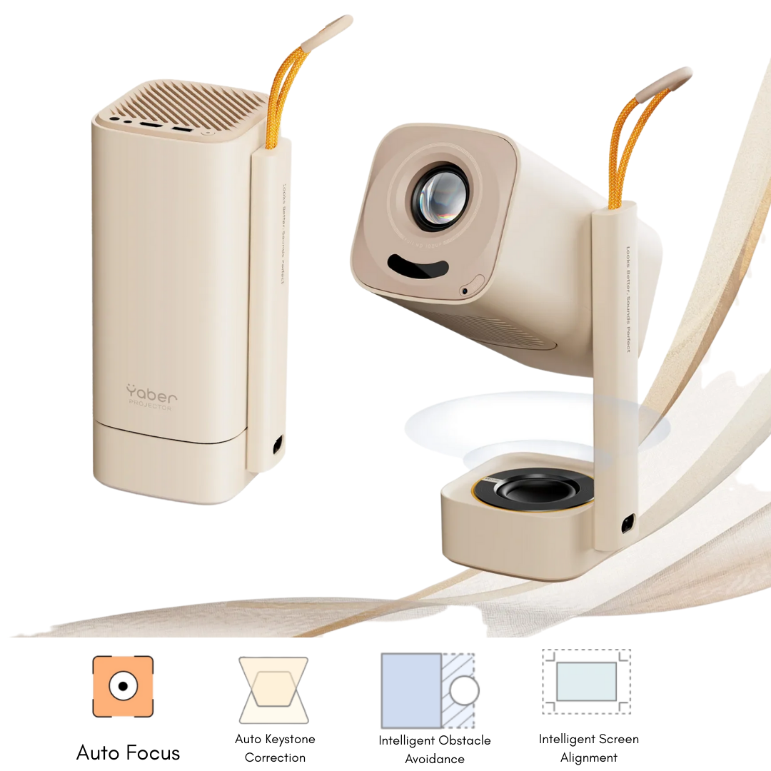 Yaber T1 Pro Portable Projector 1080P | 180° Gimbal Stand, Auto Focus ...