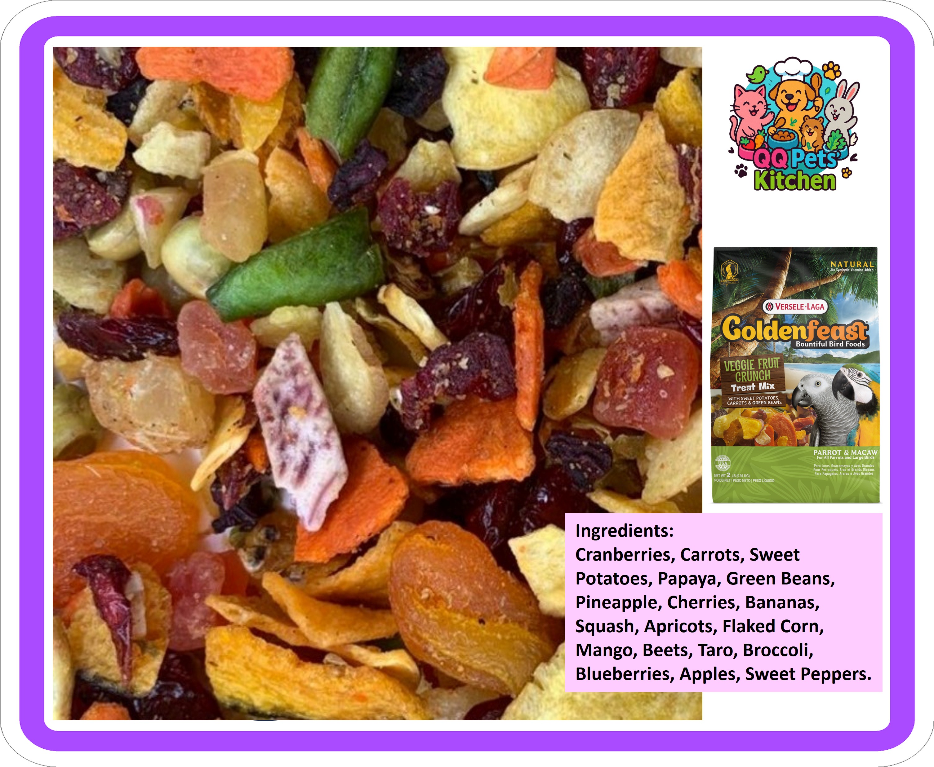 Versele-Laga GoldenFeast Veggie Fruit Crunch Treat Mix 2lb (0.91kg ...