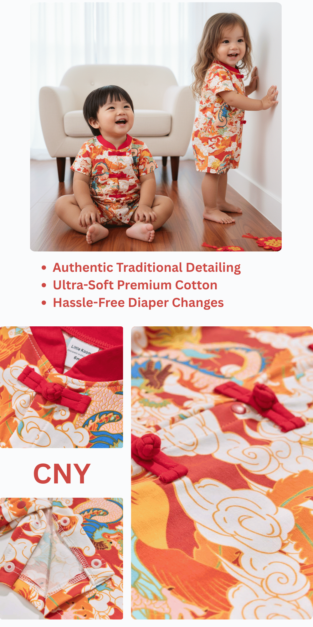 CNY Baby Cheongsam Romper Traditional Lunar New Year Toddler and Baby ...