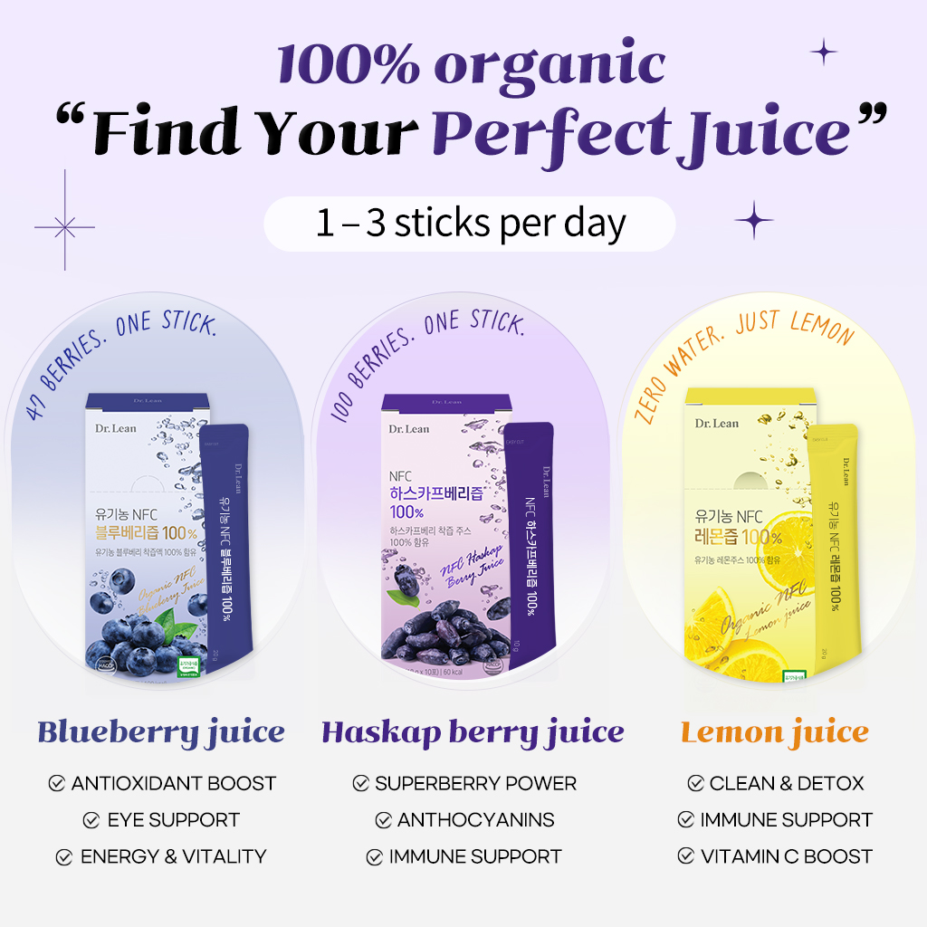 Dr.Lean Organic NFC Lemon Juice 100% 1Box (20g x 14 sticks-Liquid Type ...
