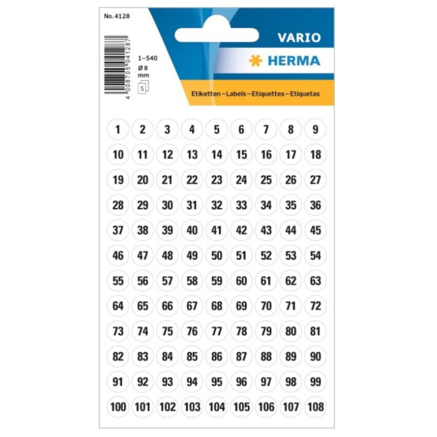 The Office Shoppe - Herma Self-adhesive Numbers from 1 to 540 (4128 ...