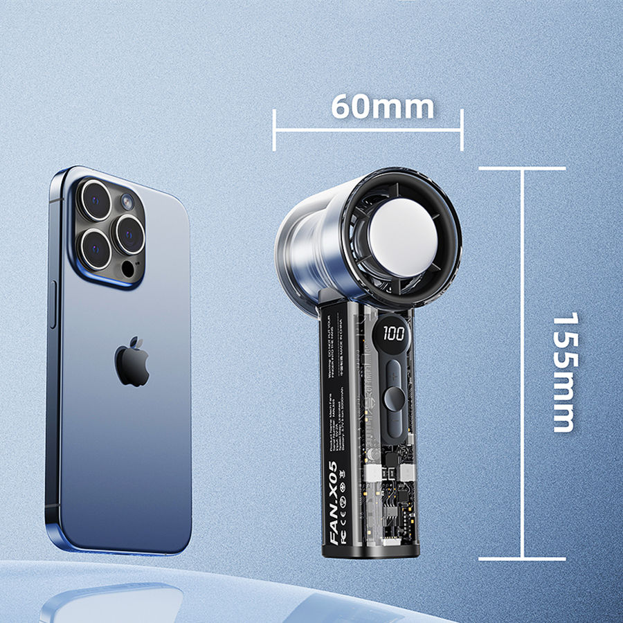 Mecha Handheld Fan 100 Wind Powerful Turbo Fan Transparent Cooling Fan ...