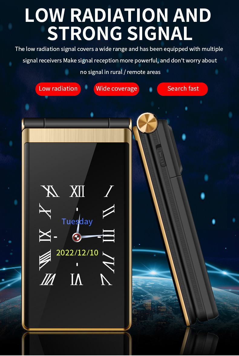 4G dual-screen flip phone with multiple languages for seniors and ...