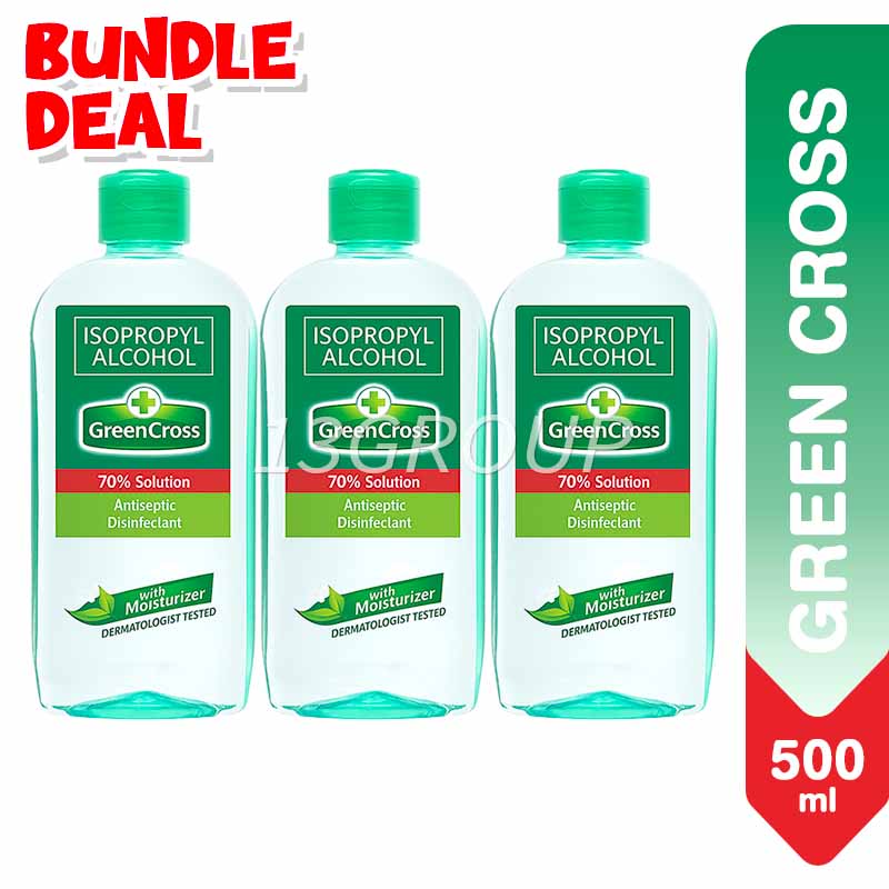 Green Cross Isopropyl Alcohol 70% Solution / Antiseptic Disinfectant, 500ml (Bundle) | Shopee ...