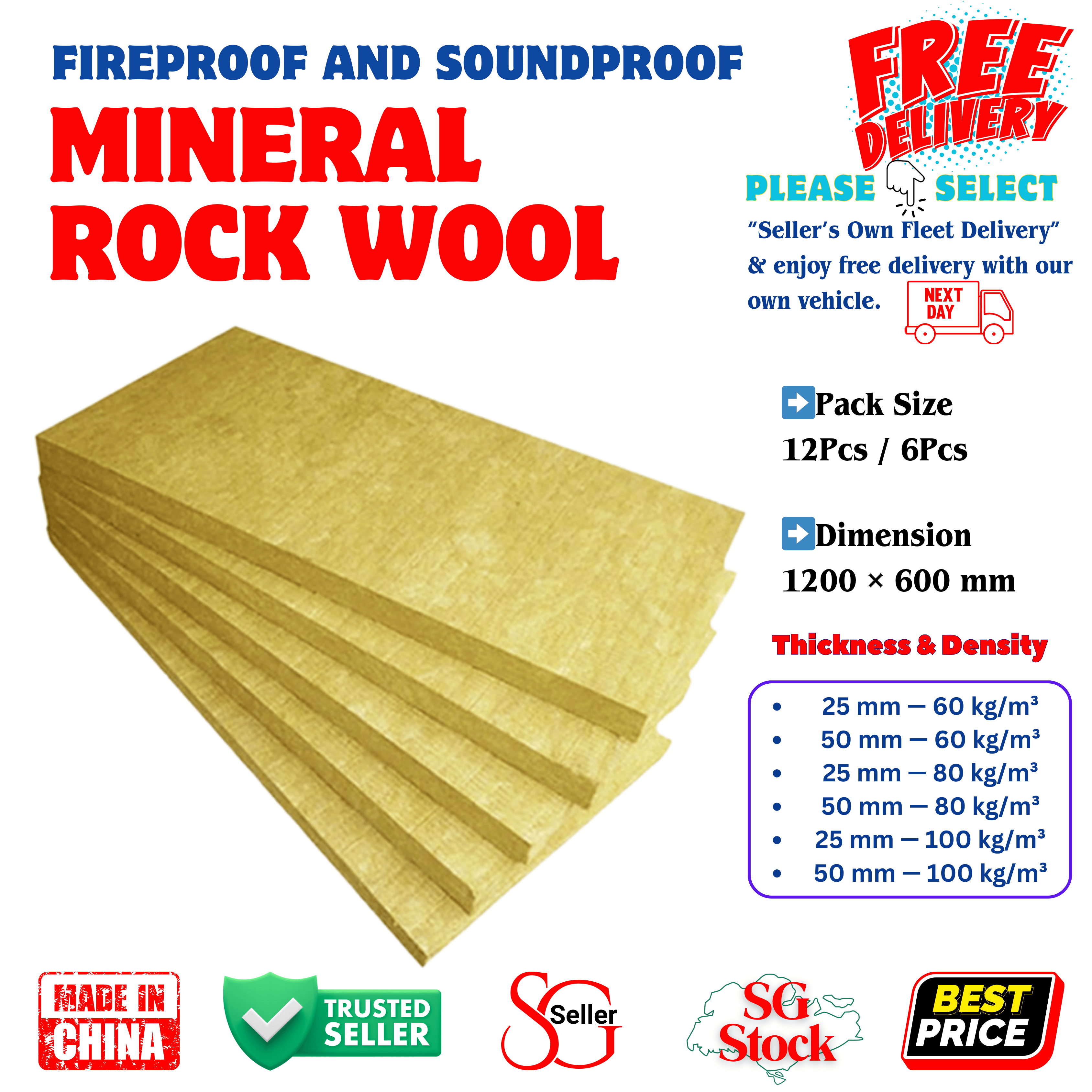 Rockwool Mineral Rock Wool Fireproof/Soundproof Insulation Board 👉 ...