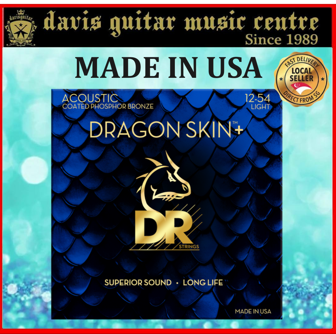 DR String 12-54 Dragon Skin Coated Acoustic Guitar Strings Phosphor ...