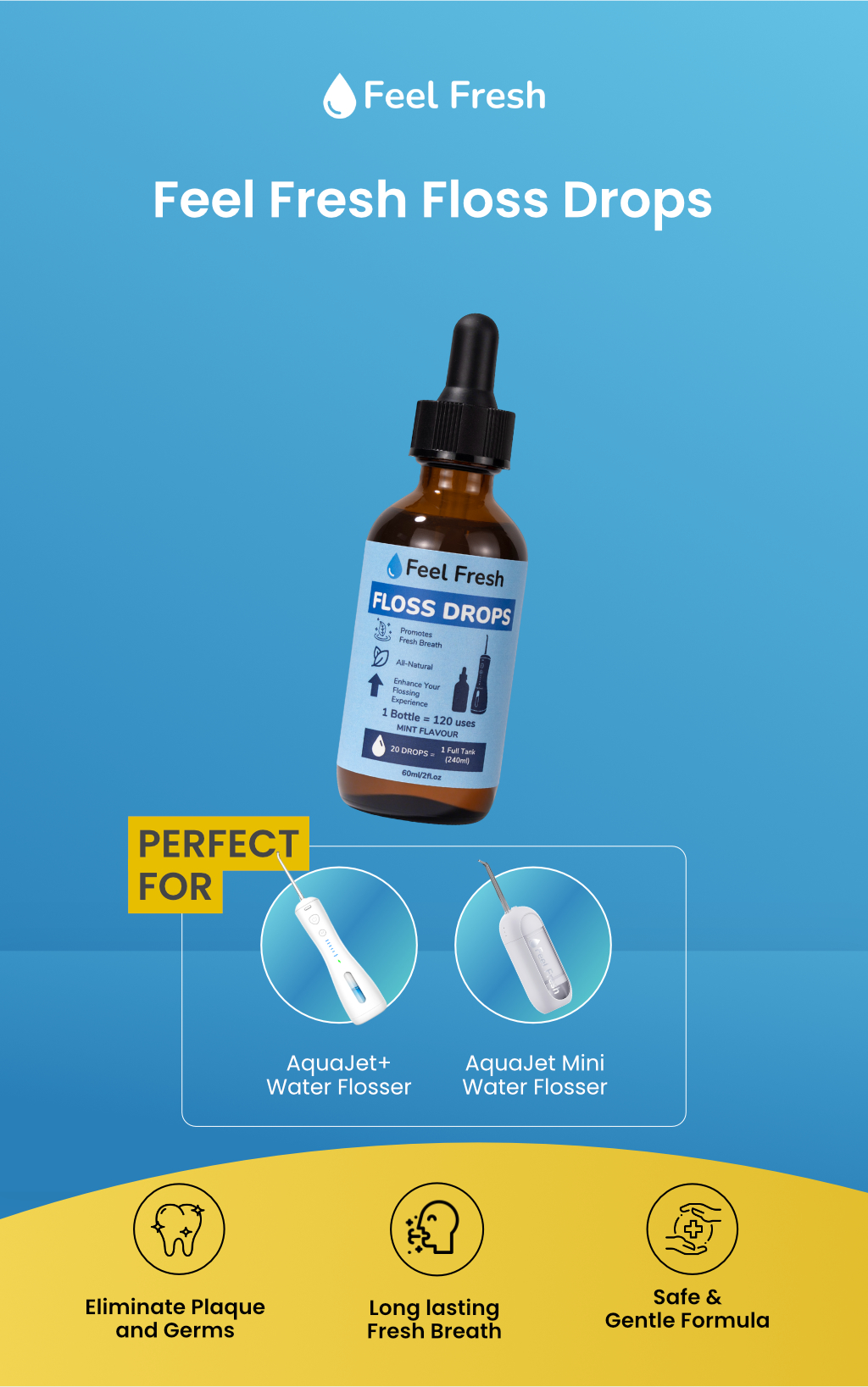 Feel Fresh Floss Drops™ 60ml – Mint Fresh Breath & Cleaner Teeth for ...