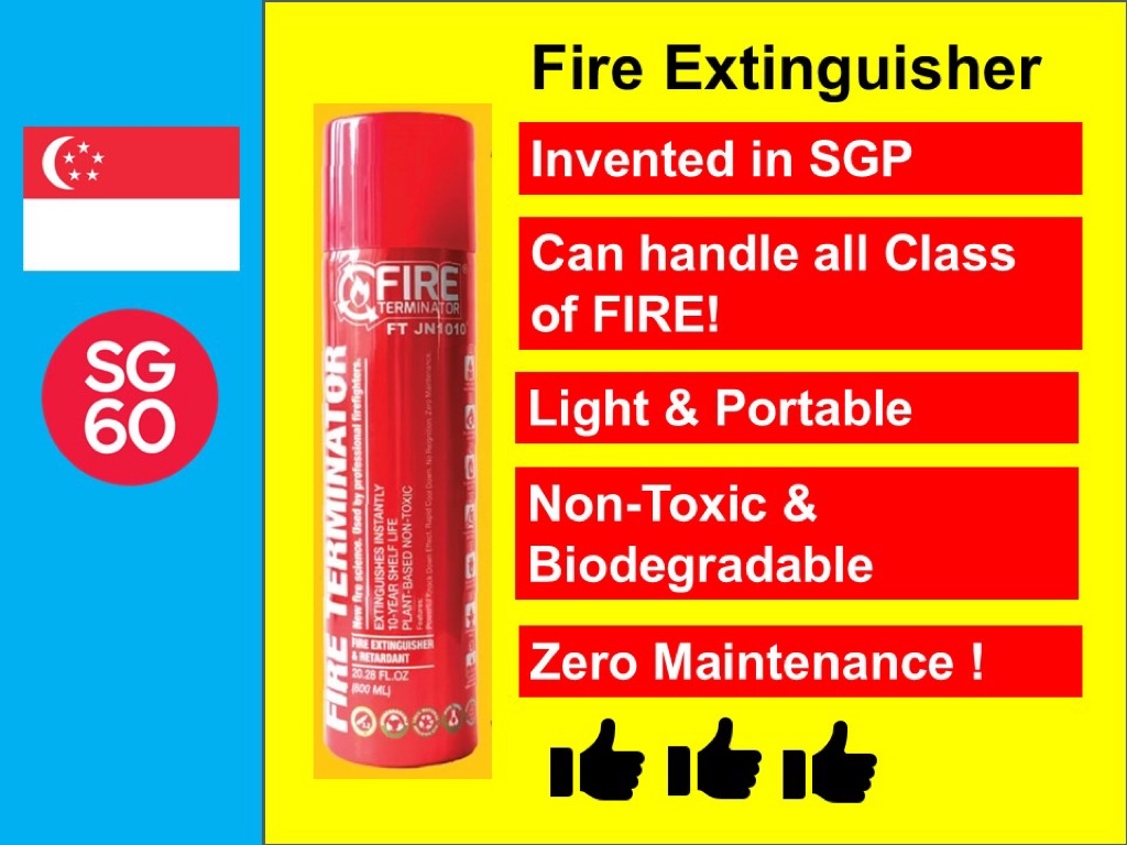 Fire Terminator / Fire Extinguisher. Invented & Made in Singapore. Zero ...