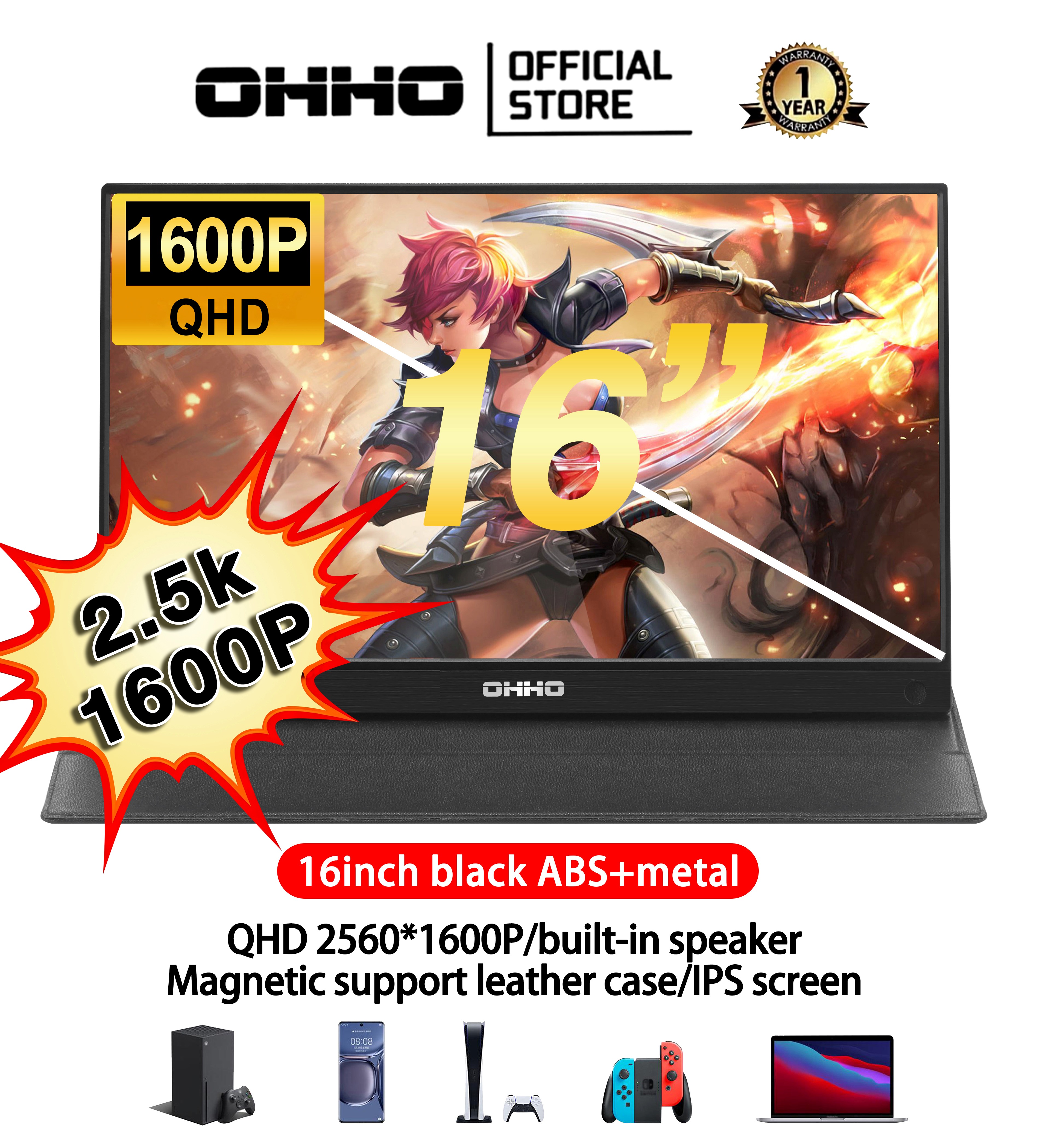 【Ready Stock】16.0inch Portable Monitor OHHO I2.5K 1600P I QHD I Type-c ...