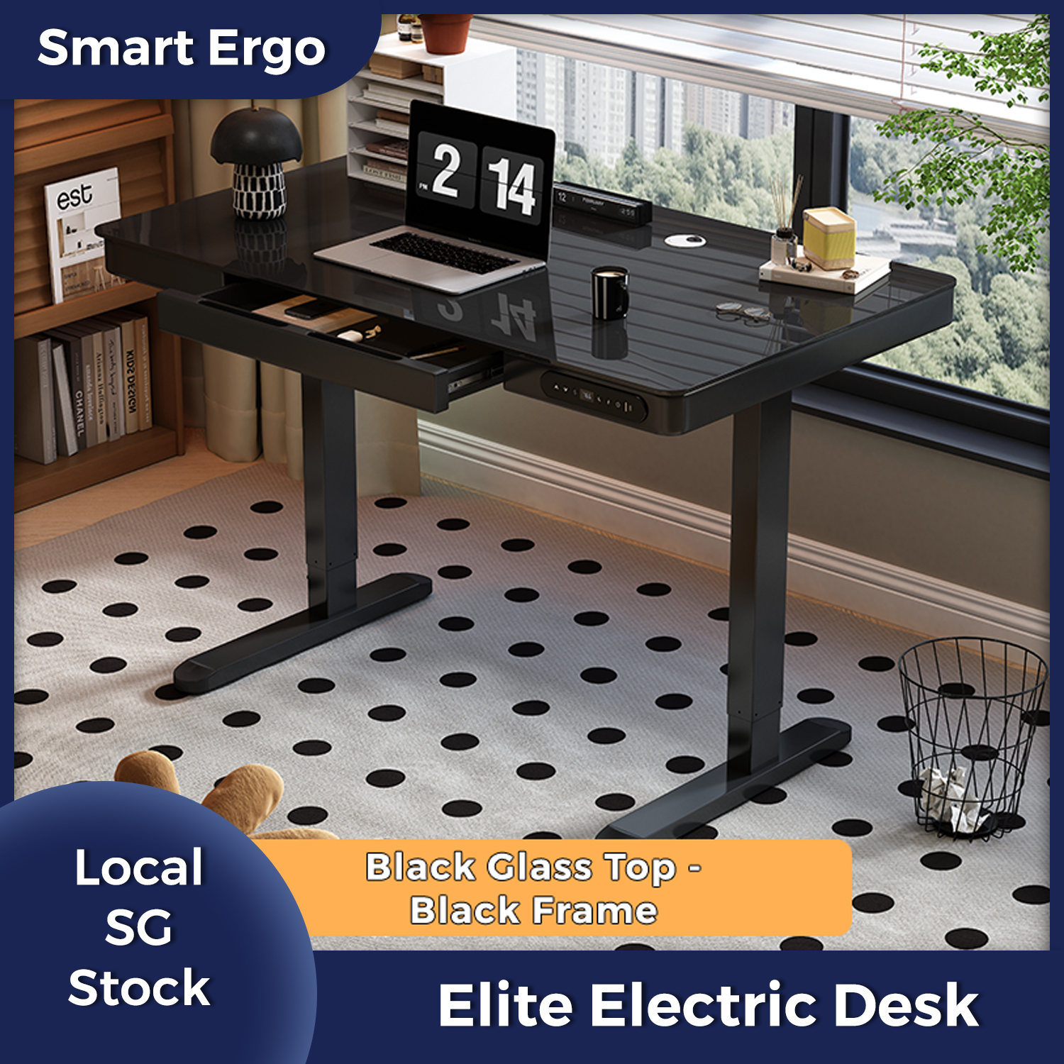 Smart Ergo Electric Memory Height Adjustable Computer Table with ...