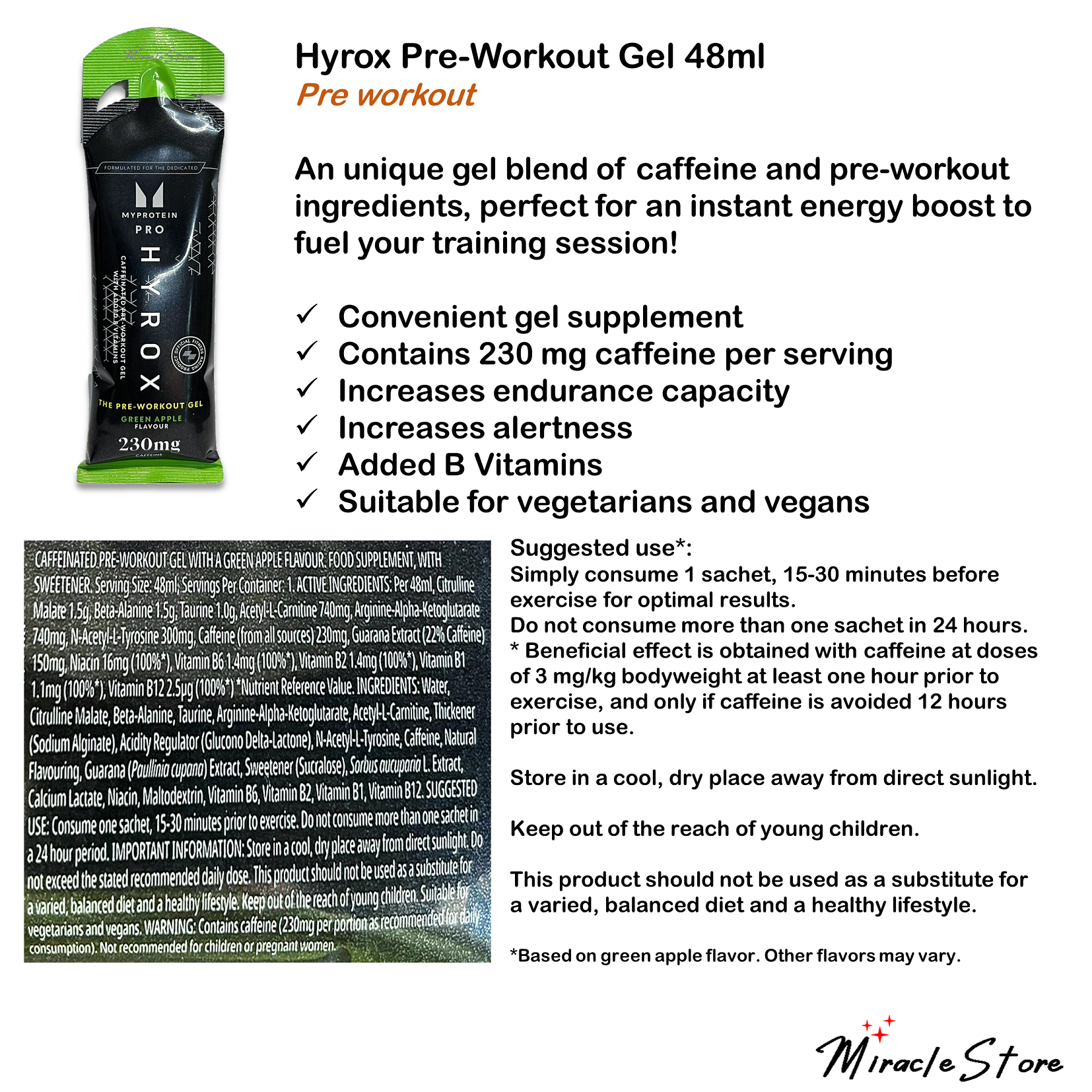 Myprotein Hyrox Gel Energy Pre Workout Sachet Caffeine Performance ...