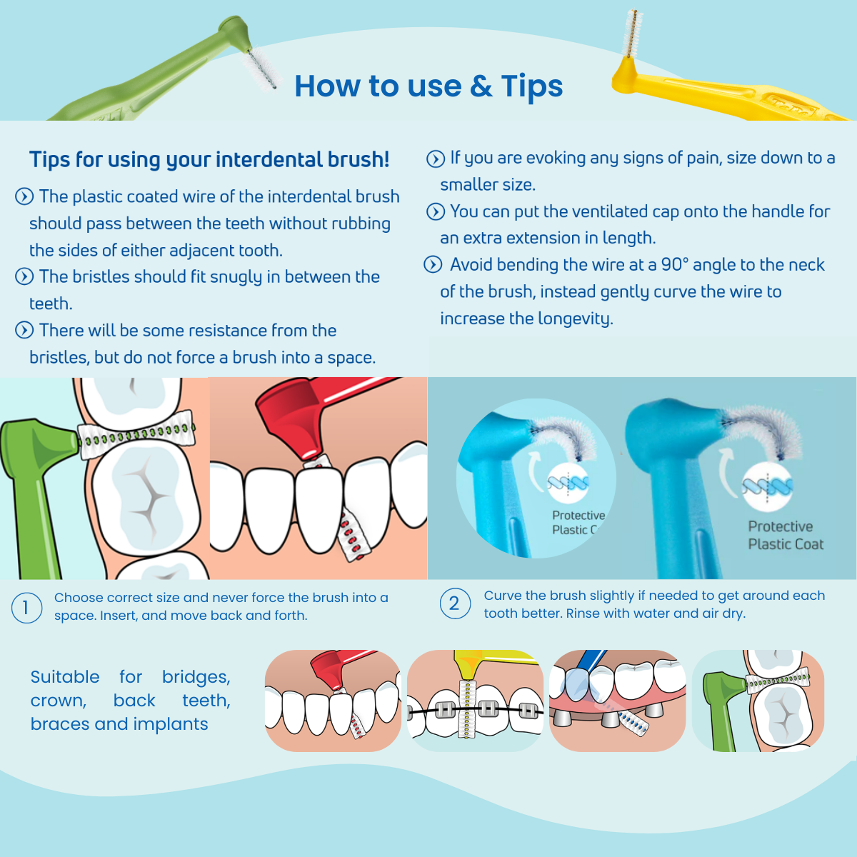 TePe Interdental Brush Angle, Soft Bristle, Long handle, Angled for ...