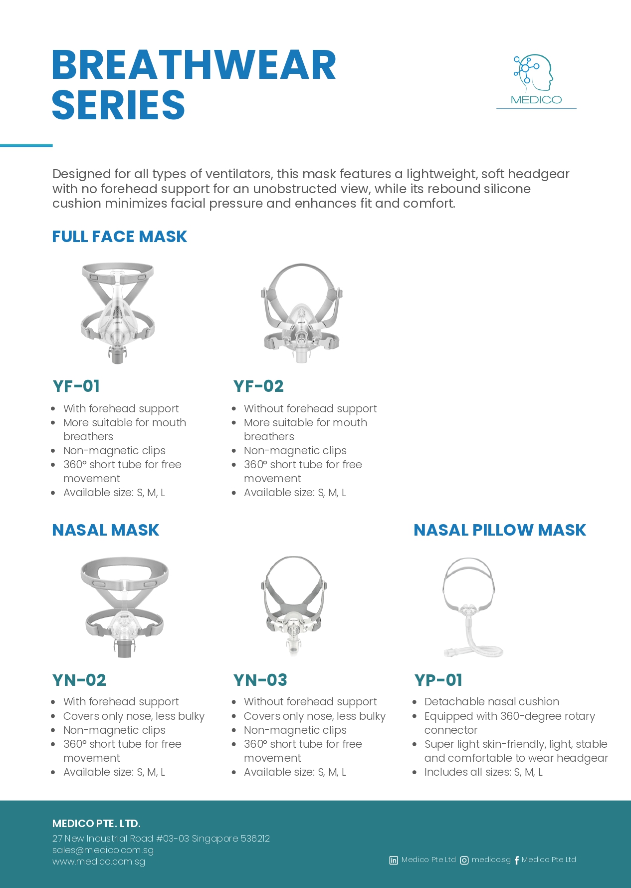 Yuwell Breathwear Series - CPAP/BiPAP Mask (With and Without Forhead ...