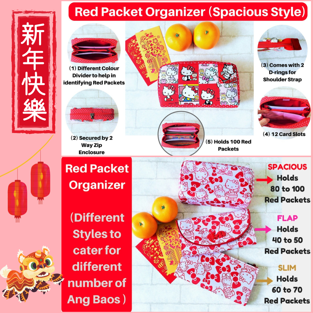 Spacious Red Packet Organizer Holds 100 Angbao & Family Passport Travel ...