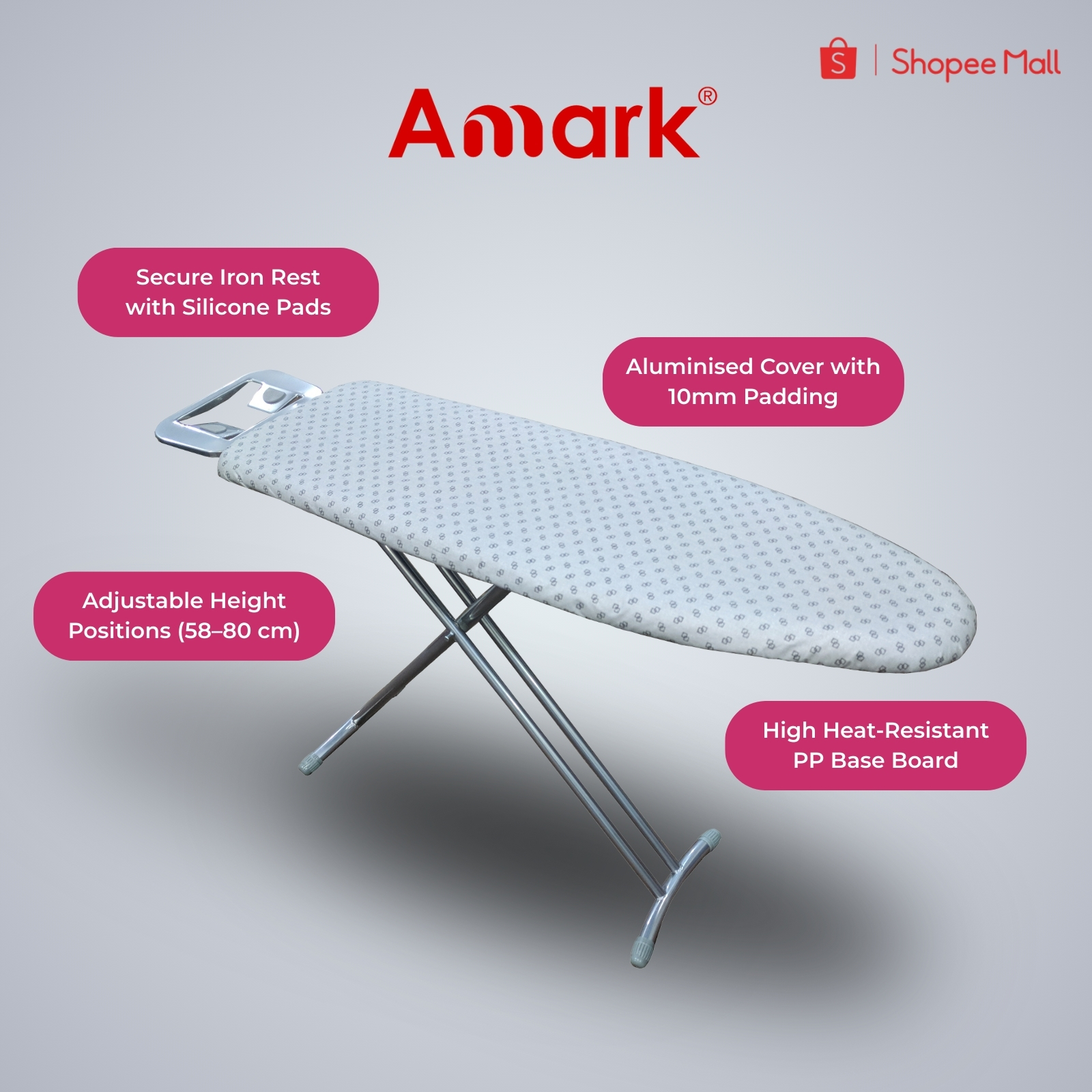 Amark Premium High Heat-Resistant T-Leg Ironing Board with Enhanced ...