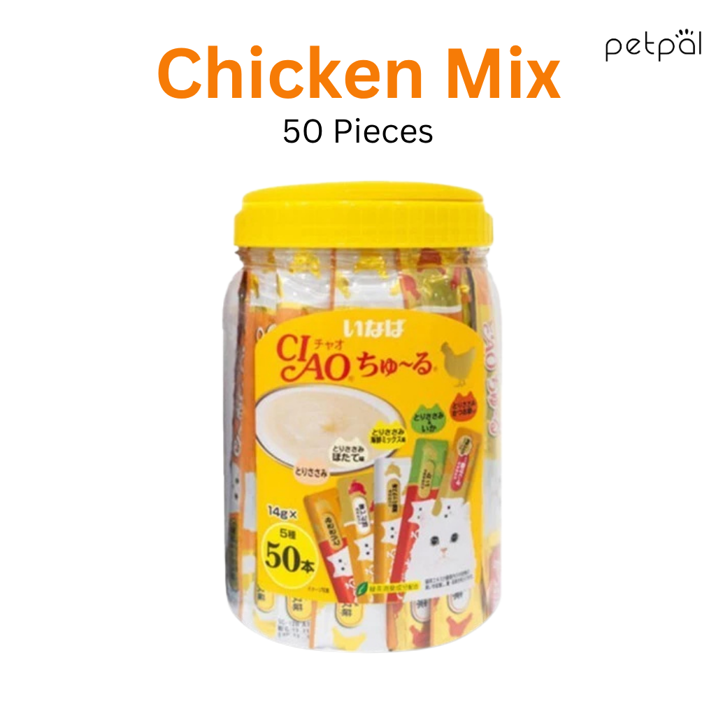 Ciao Churu Cat Treats Tubs 50 Sticks - Chicken, Seafood, Tuna, Collagen ...