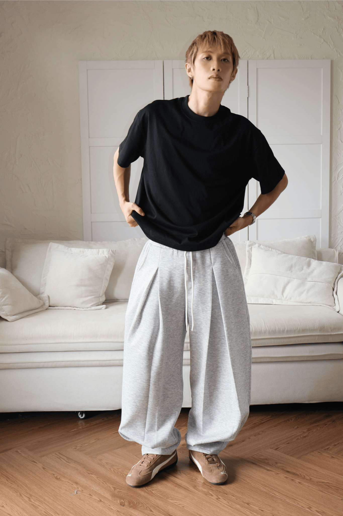 7allen Pleated Sweat Pants Core Fleece, Jogger Pants Men, Baggy ...